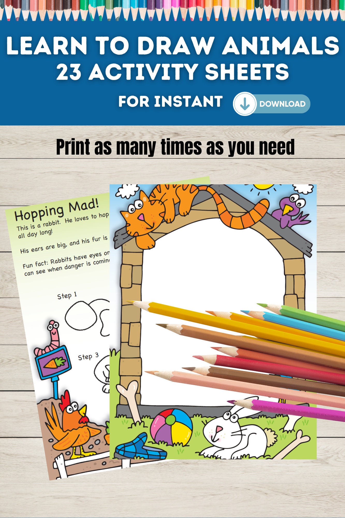 Learn to Draw Animals Activity Sheets Instant Download Printable How to ...