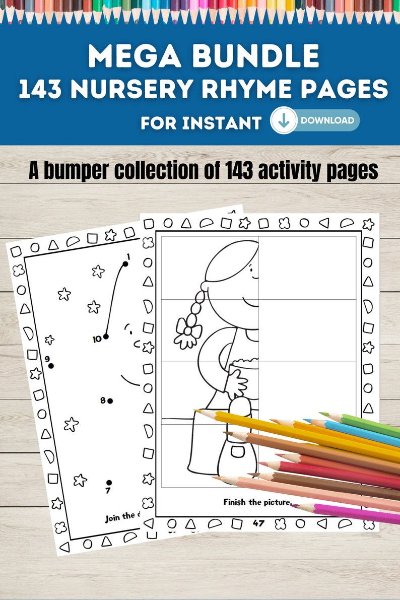 143 Nursery Rhyme Coloring Mega Bundle, Printable Coloring Pages ...