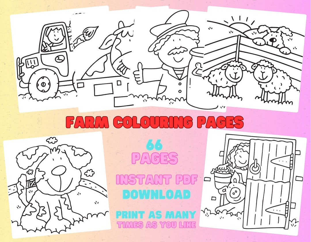Farm Colouring Pages, Instant Download Print PDF, Coloring Fun ...