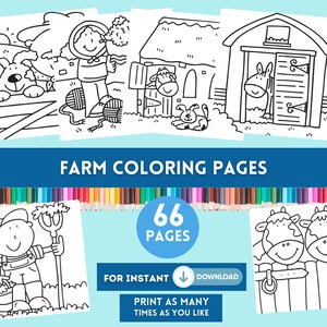 Farm Coloring Page, Digital Coloring, Big Bold Coloring, Printable Farm ...