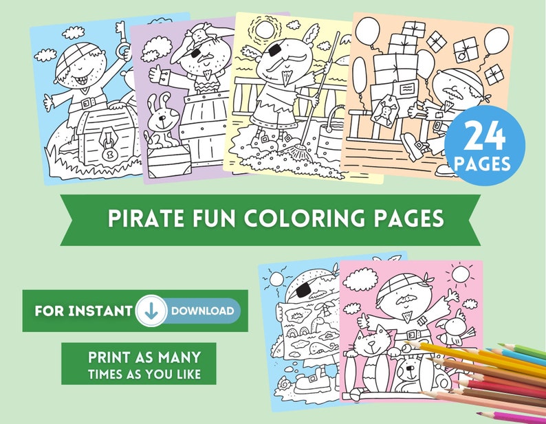 Pirate Coloring Book, Coloring Pages Pirate. Big and Bold, Printable ...