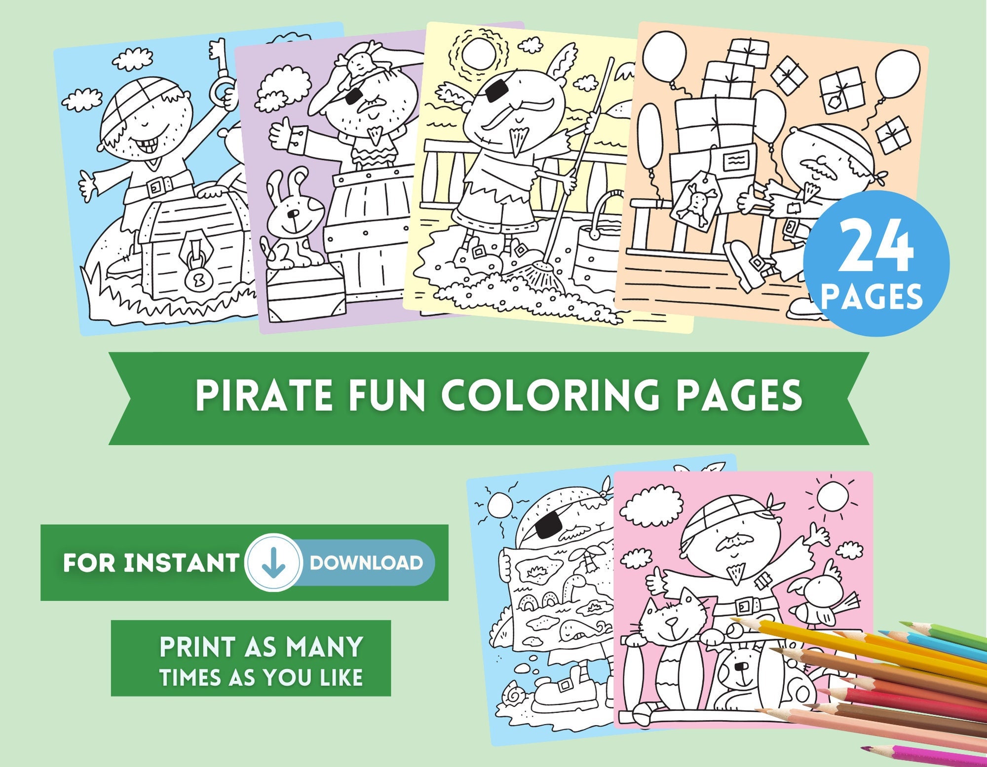 Pirate Coloring Book, Coloring Pages Pirate. Big and Bold, Printable ...