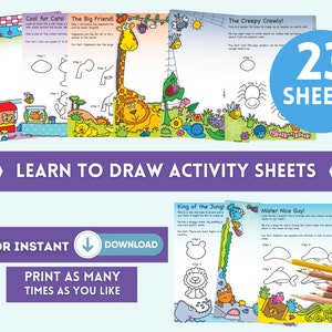 Learn to Draw Animals Activity Sheets Instant Download Printable How to ...