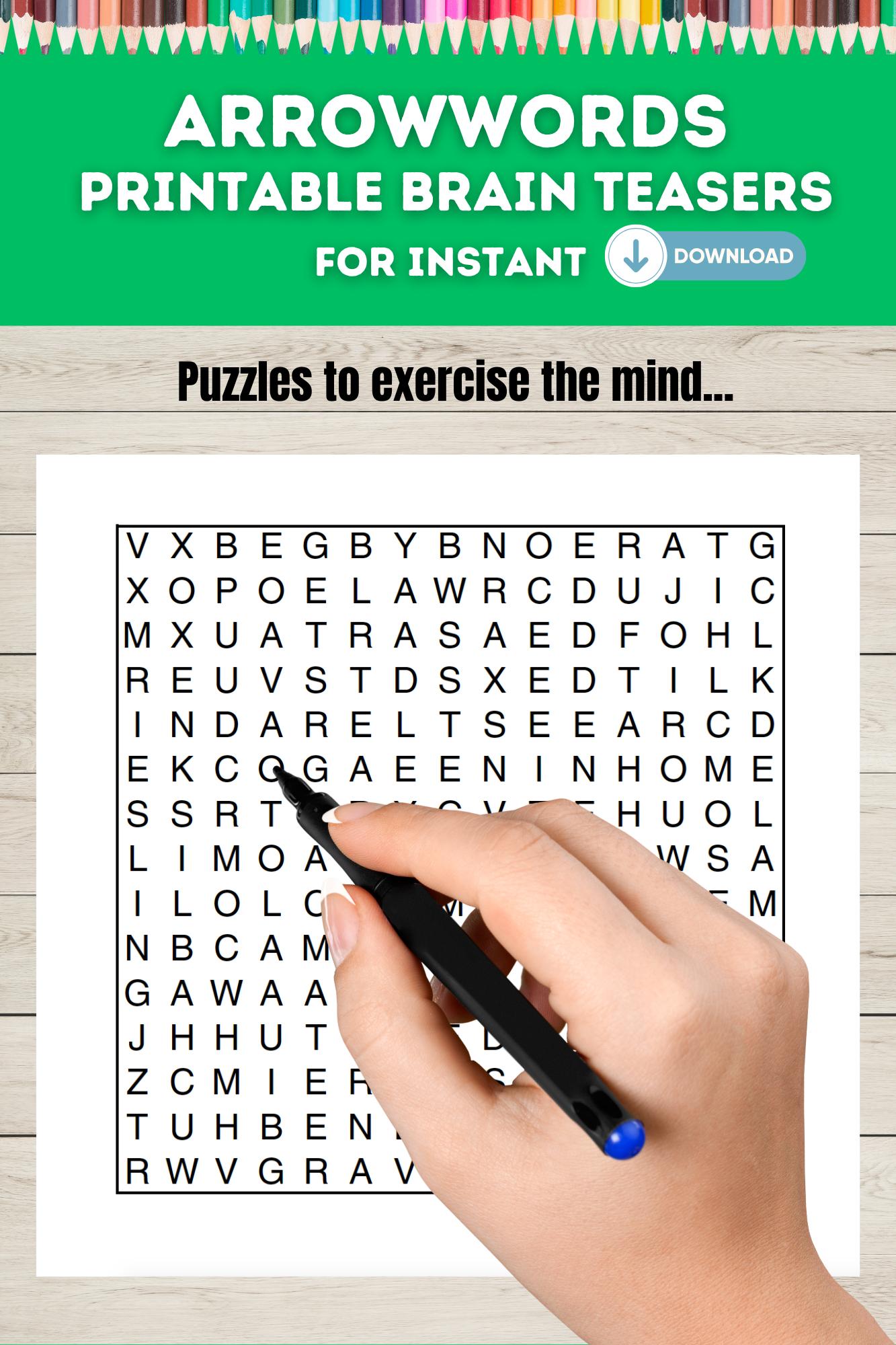 Wordsearch Puzzle Pages With Solutions: Brain Teasers (instant Download ...