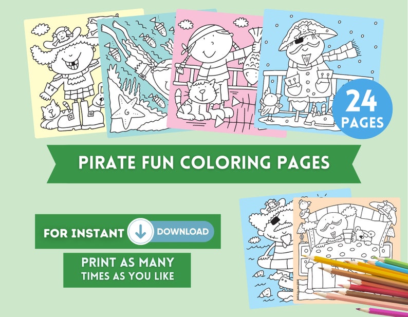 Pirate Coloring Book, Coloring Pages Pirate. Big and Bold, Printable ...