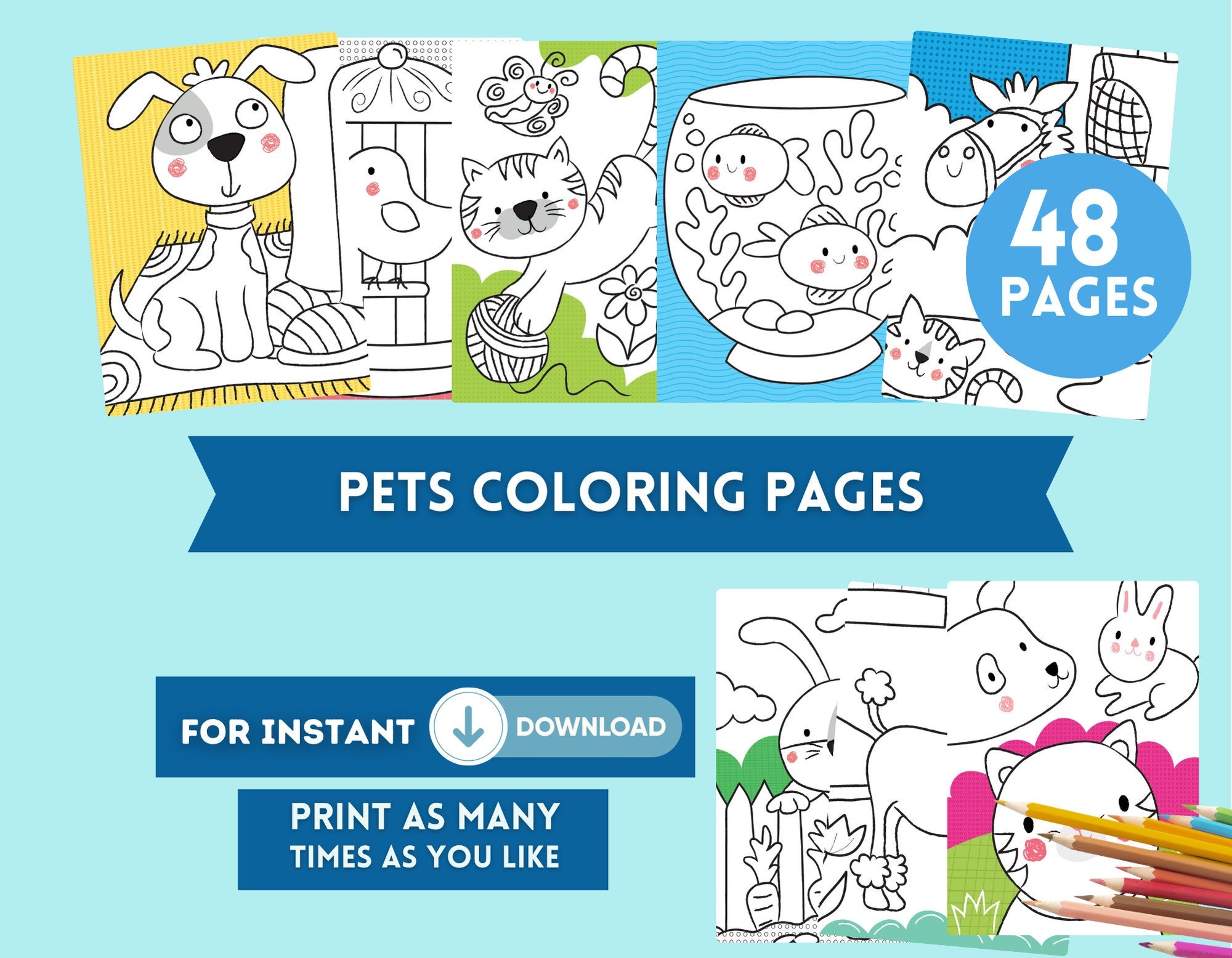 Pets Colouring Pages, Printable Pets Colouring Pages for Kids, Pets ...