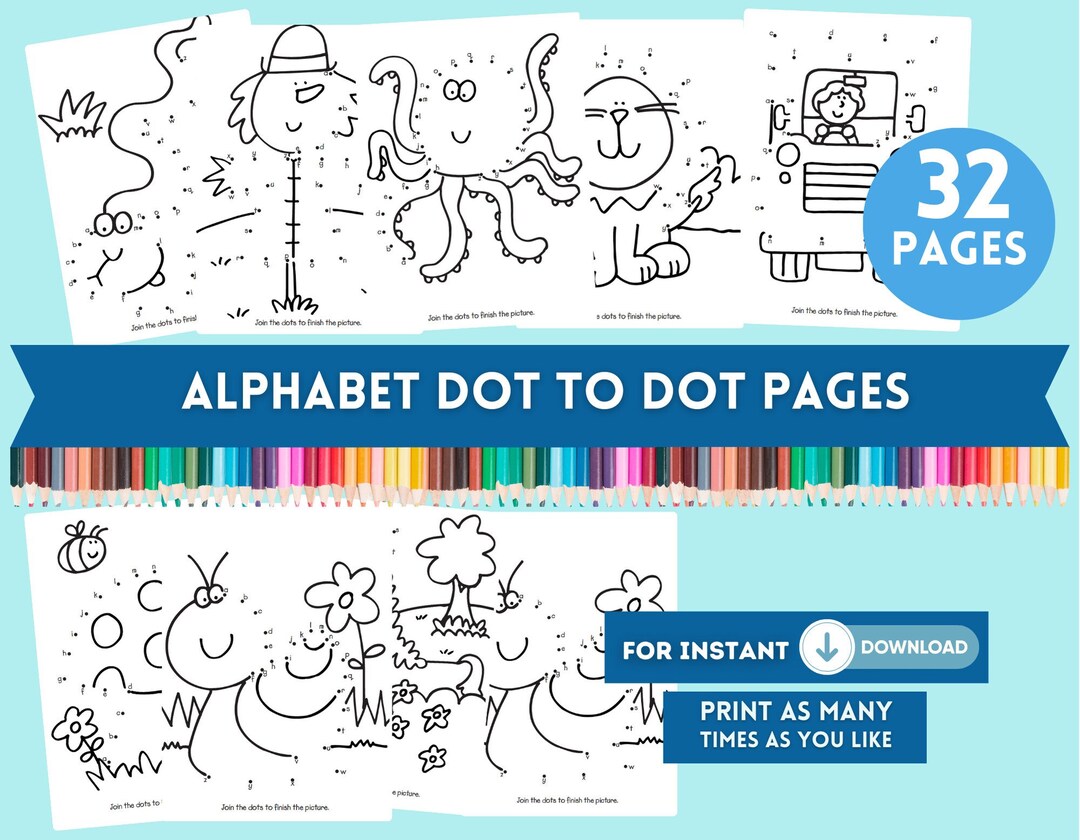 32 Alphabet Dot to Dot Learn the Alphabet Party Activities ...