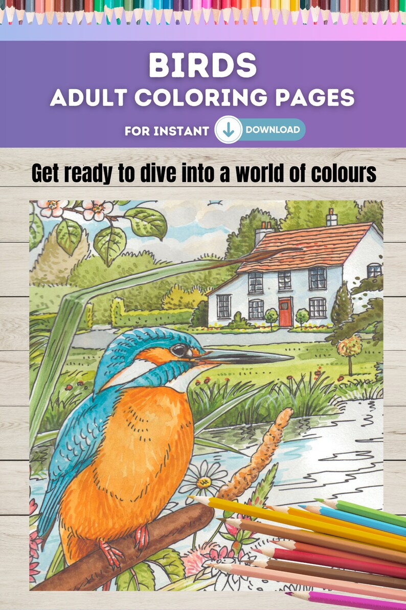 Adult Coloring Book Birds Mega Bundle, Nature Coloring Book for Adults ...