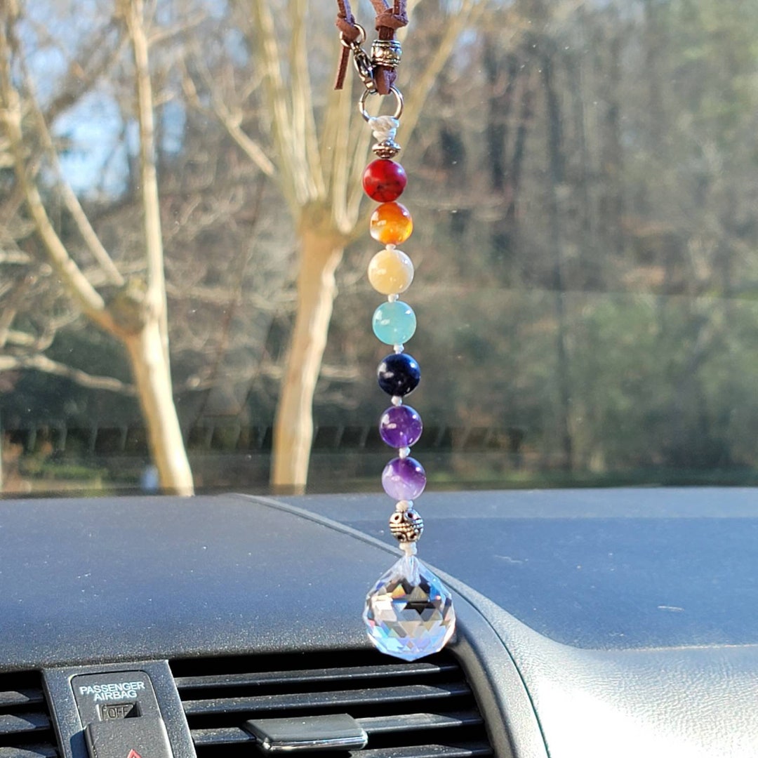 Rainbow Car Charm, Crystal Suncatcher, Rearview Mirror Charm, Car ...