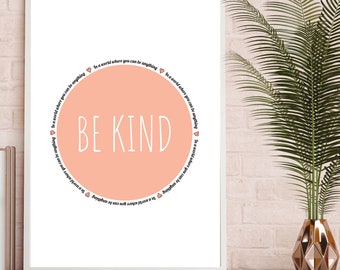 Be Kind Printable Be Kind Wall Art Be Kind Print Be Kind - Etsy