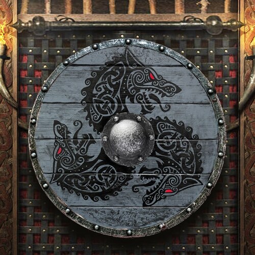Fenrir Red Wolf Authentic Battleworn Viking Shield - Etsy