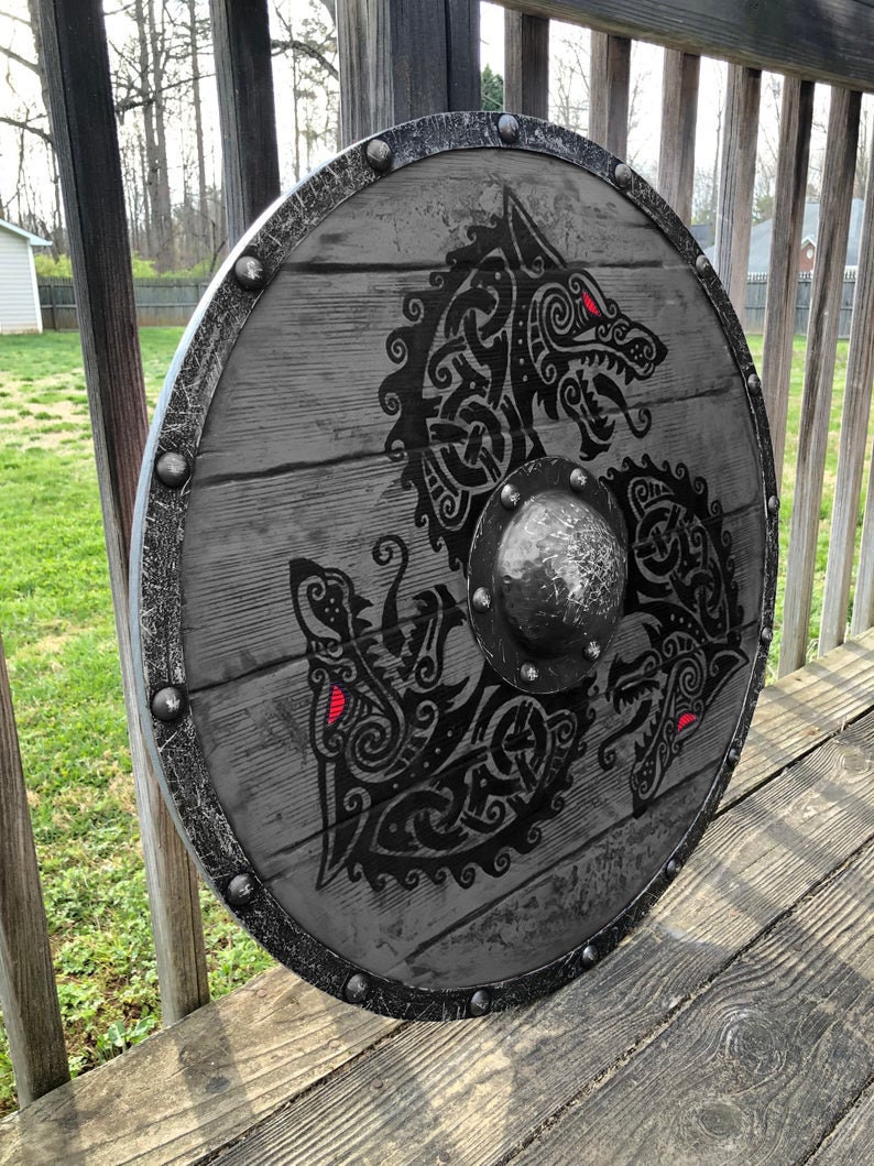 Fenrir Gray Wolf Authentic Battleworn Viking Shield | Etsy