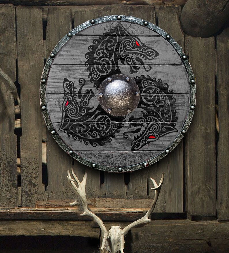 Fenrir Gray Wolf Authentic Battleworn Viking Shield | Etsy