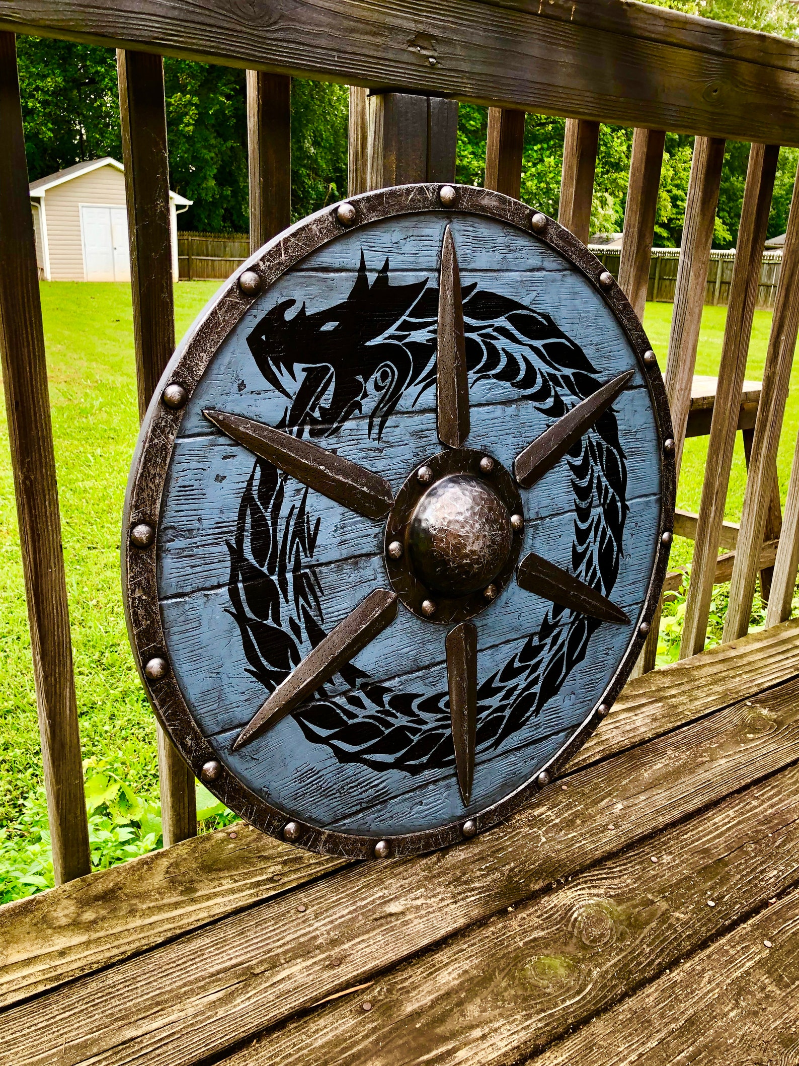 Ouroboros Battleworn Viking Shield - Etsy