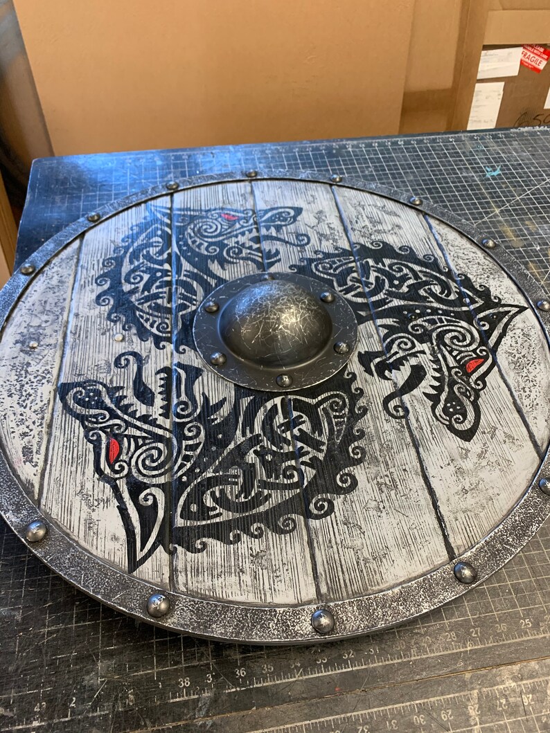 Fenrir Gray Wolf Authentic Battleworn Viking Shield | Etsy
