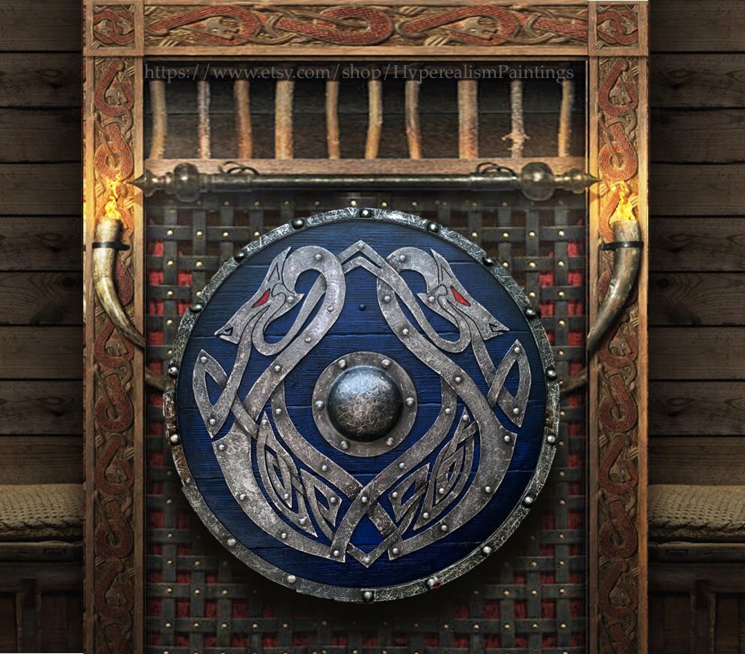 Valhalla Sea Dragon Jörmungandr Authentic Battleworn Viking Shield - Etsy