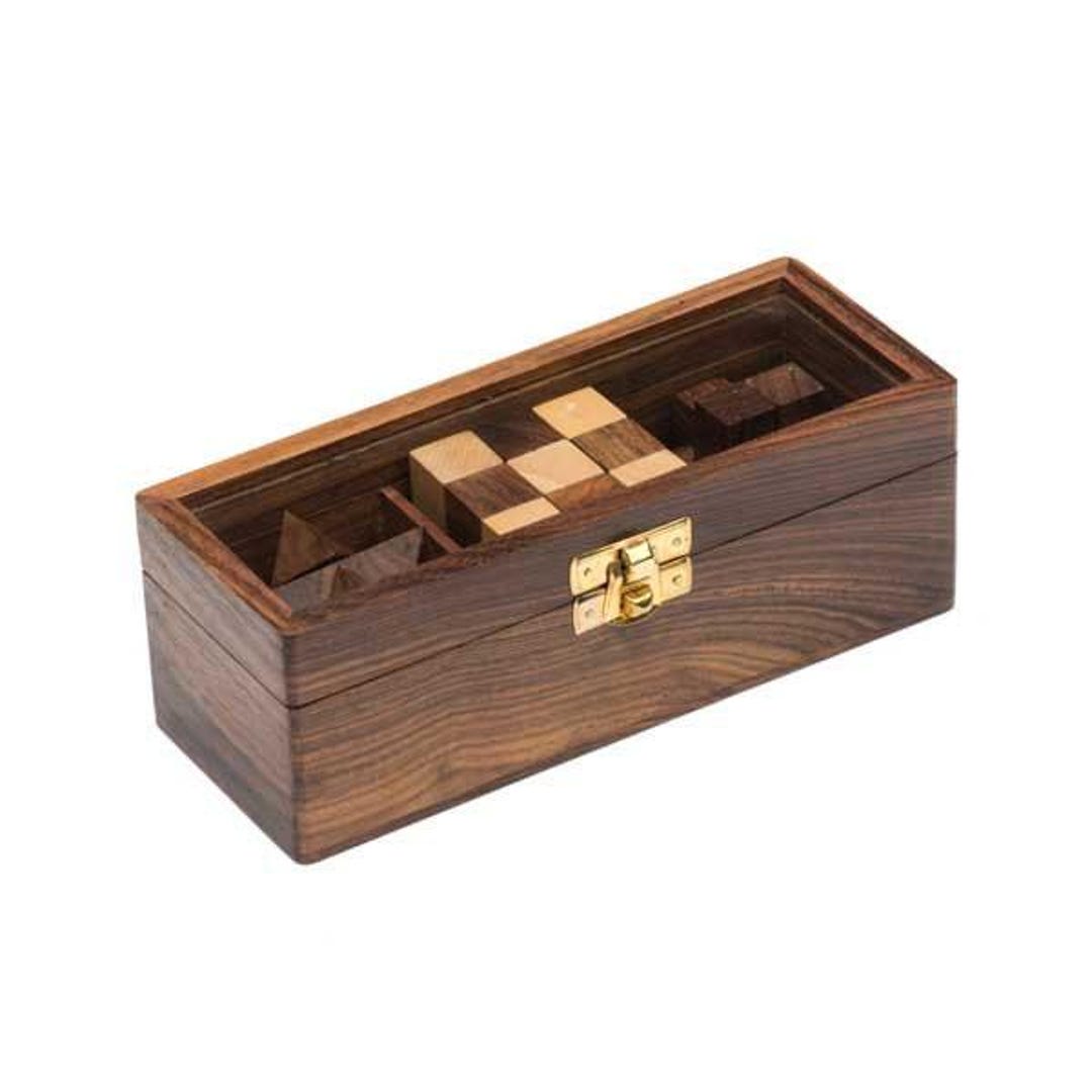 Wooden Puzzle Box, Geometric Puzzle Box, Hand Carved Box, Brainteaser ...
