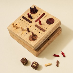 Pachisi Game Set, Travel Game Set, Portable Game, Mini Pachisi, Wooden ...