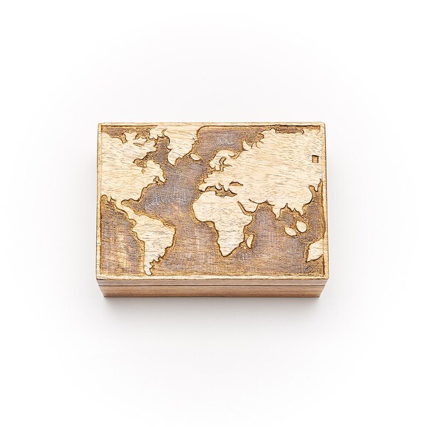 Wooden World Map Box - Etsy