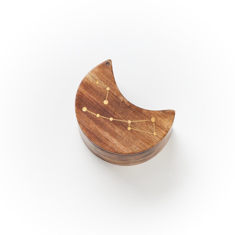 Crescent Moon Box, Moon Jewelry Box, Celestial Moon Box, Stars Wood Box ...