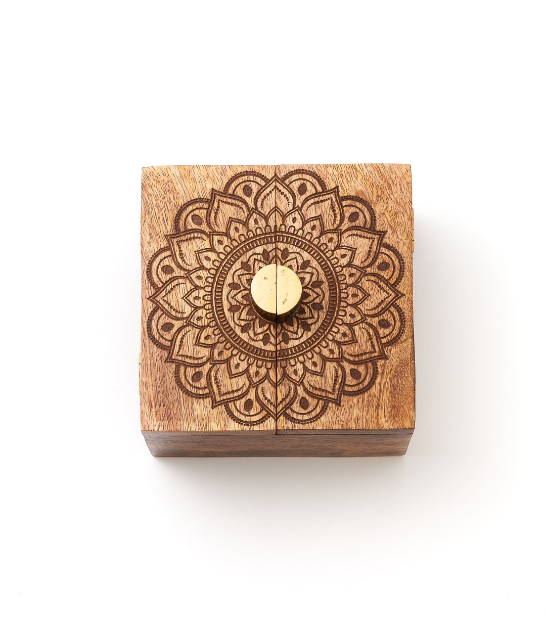 Mandala Wood Box, Solid Mango Wood Box, Wood Jewelry Box, Trinket Box ...