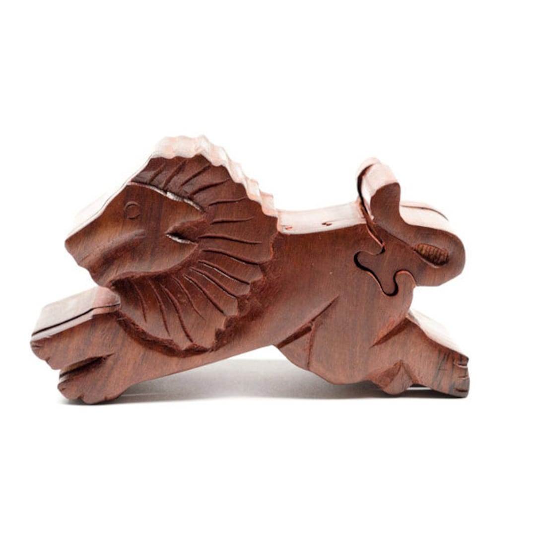 Lion Box, Puzzle Box With Hidden Compartment, Lion Puzzle Box, Wooden ...
