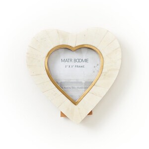 Small Heart 3x3 Picture Photo Frame, Hand Carved off White Color Bone ...