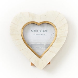 Small Heart 3x3 Picture Photo Frame, Hand Carved off White Color Bone ...