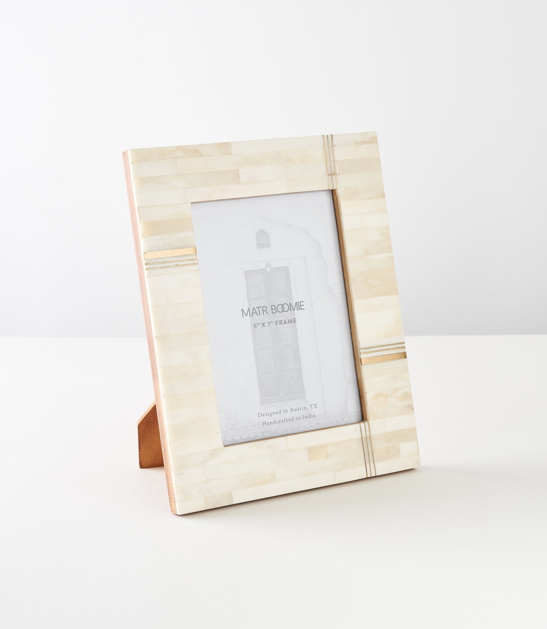 5x7 Picture Frame, Cream Color Frame With Brass Accents, Handmade 5x7 ...