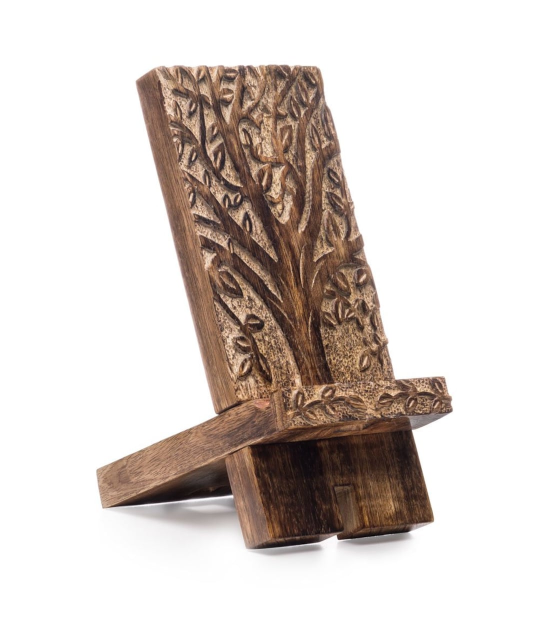 Wooden Phone Stand, Office Desk Decor, Cookbook Stand, Phone Stand ...