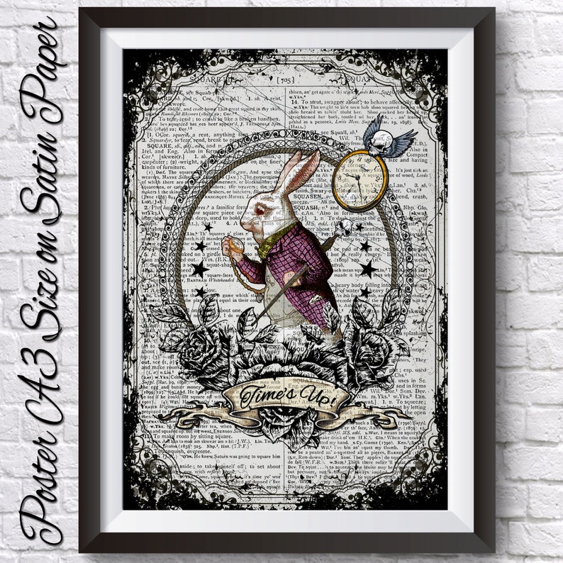 White Rabbit Gothic Print Dictionary Art Book Page Background. - Etsy UK