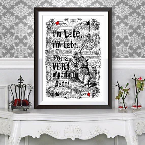 Alice in Wonderland Poster Print the White Rabbit Home Decor | Etsy