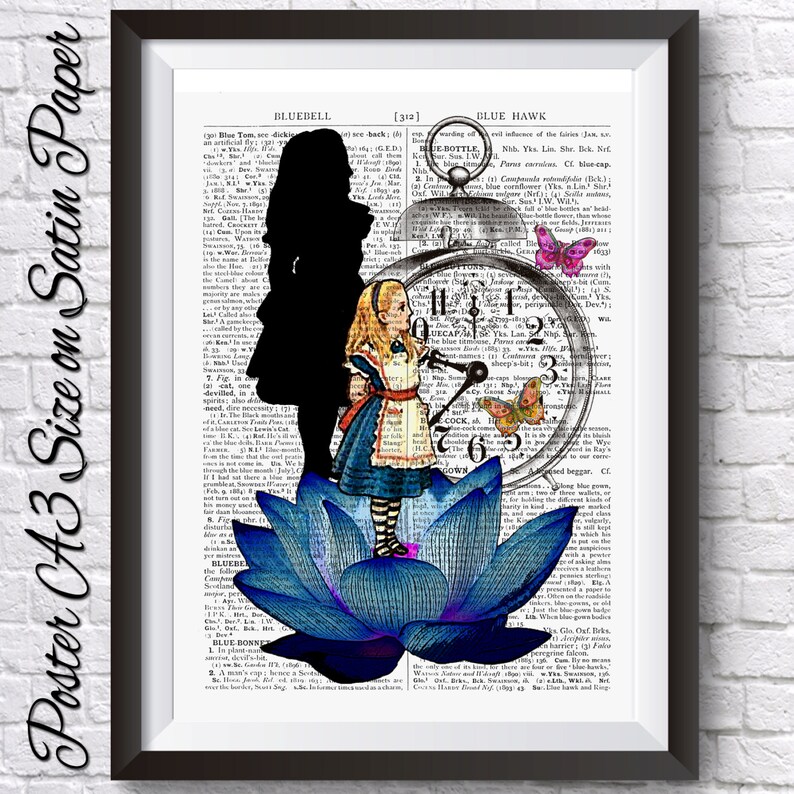 Alice in Wonderland Blue Lotus Poster Wall Decor Lewis - Etsy