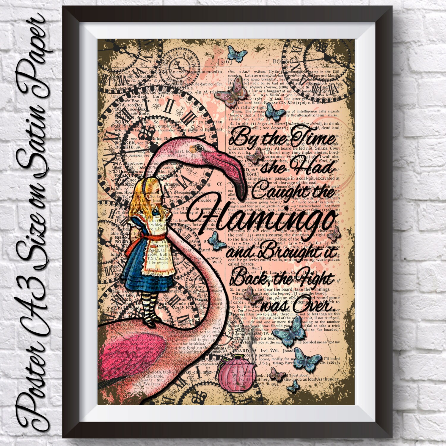 Alice in Wonderland Poster Print. Alice and the Pink Flamingo Wall ...