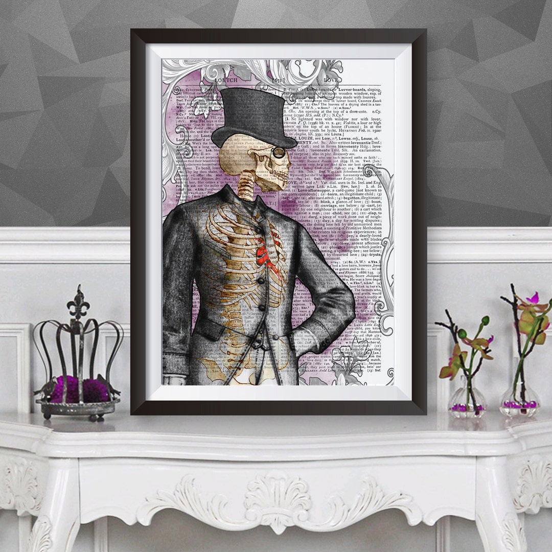 Anatomical Gentleman Skeleton, Gothic Victorian Wall Decor, Dictionary ...