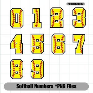 Softball Font, Softball Numbers, Softball Stitch, Softball Font Png ...
