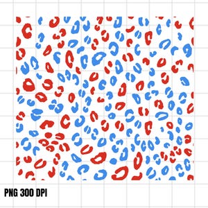 4th of July Digital Paper Bundle PNG | Red White Blue Leopard & Stripe ...