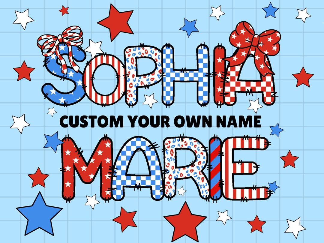 4th of July Alphabet PNG Bundle, Patriotic Letters With Bows | Red ...