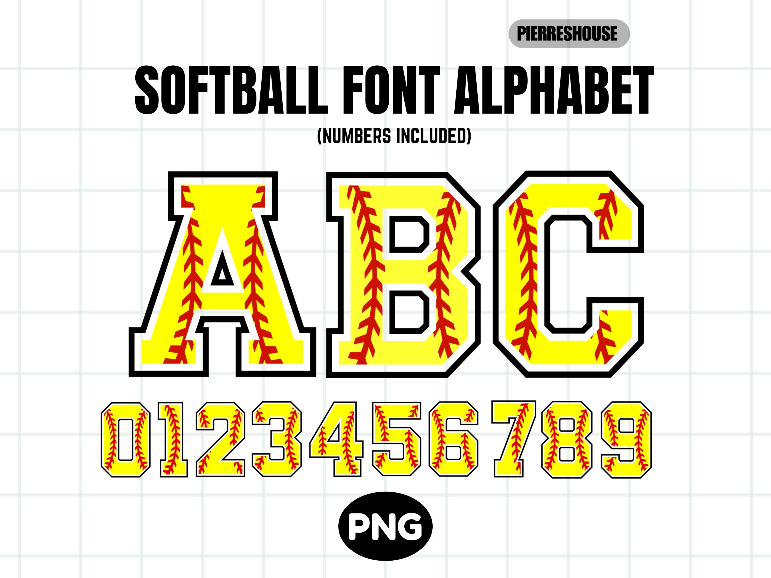 Softball Font, Softball Numbers, Softball Stitch, Softball Font Png ...