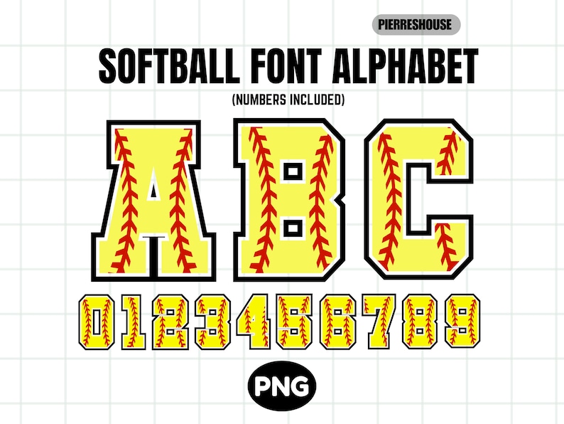 Softball Font, Softball Numbers, Softball Stitch, Softball Font Png ...