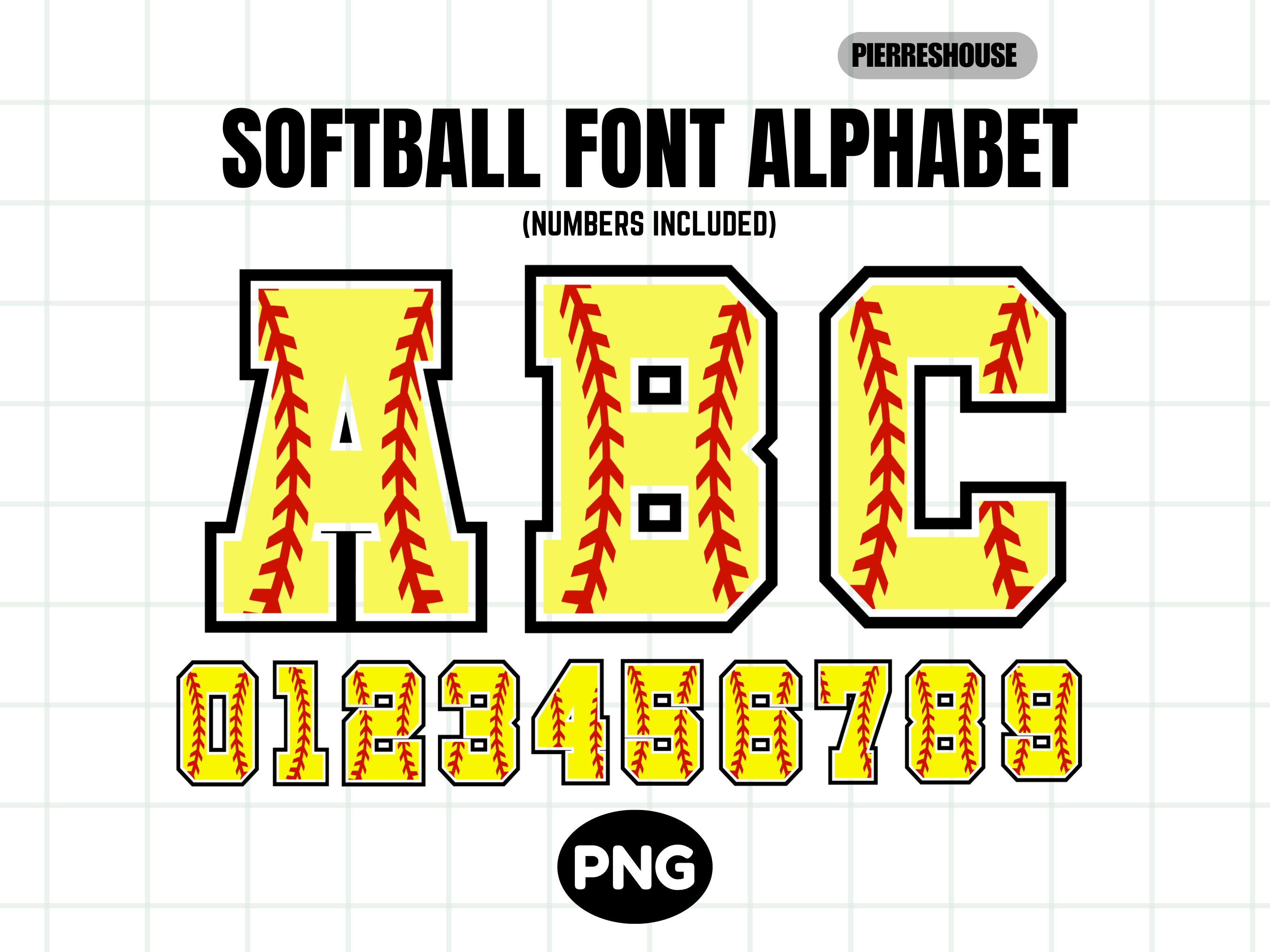 Softball Font, Softball Numbers, Softball Stitch, Softball Font Png ...