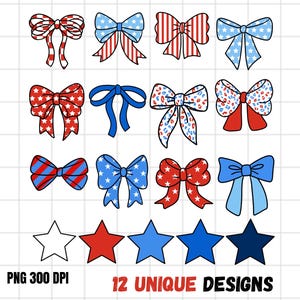 4th of July Alphabet PNG Bundle, Patriotic Letters With Bows | Red ...