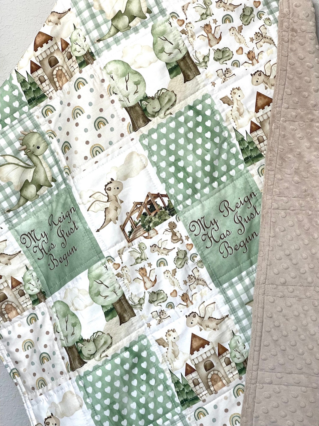 Baby Boy Quilt, Dragons Theme Nursery, Clouds, Ready to Ship - Etsy