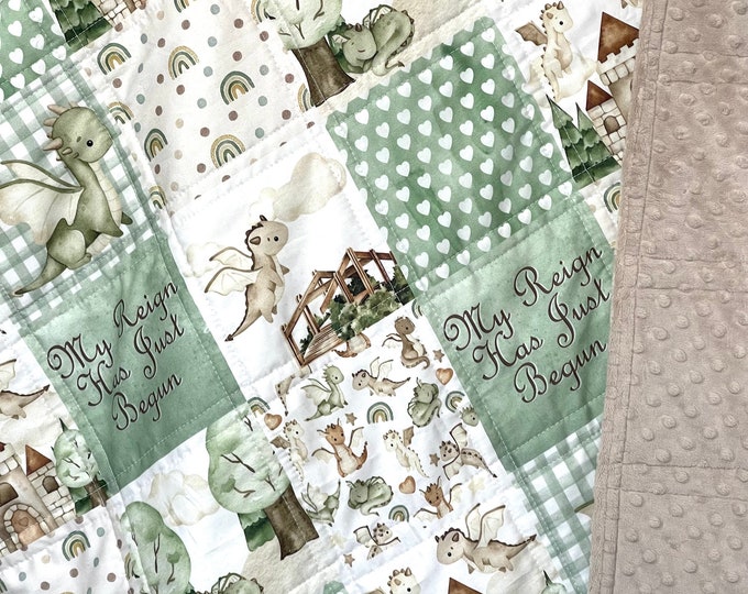 Baby Boy Quilt, Dragons Theme Nursery, Clouds, Ready to Ship - Etsy