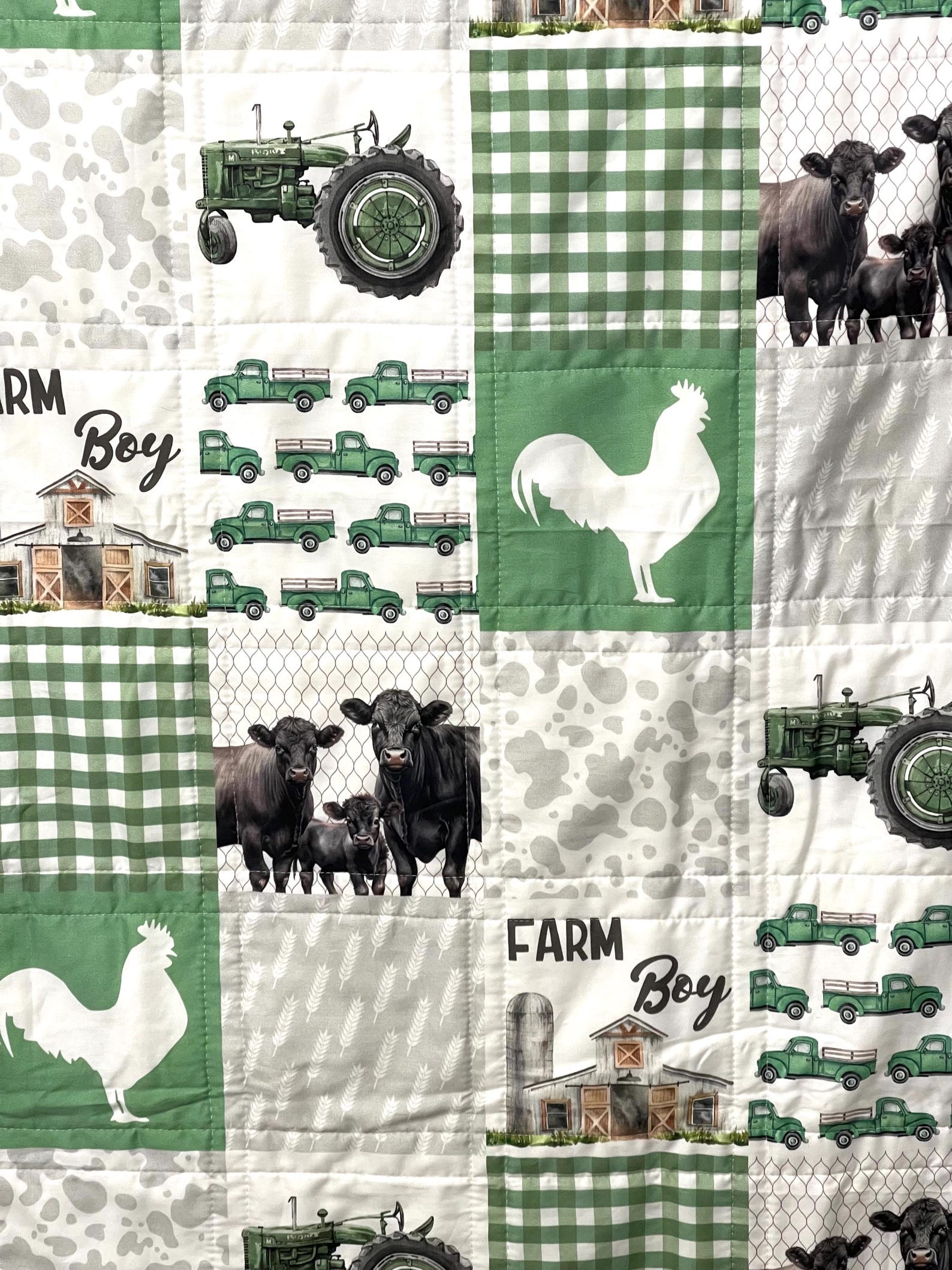 Baby Boy Quilt, Farm Theme Nursery, Highland Cow, Handmade Baby Blanket ...