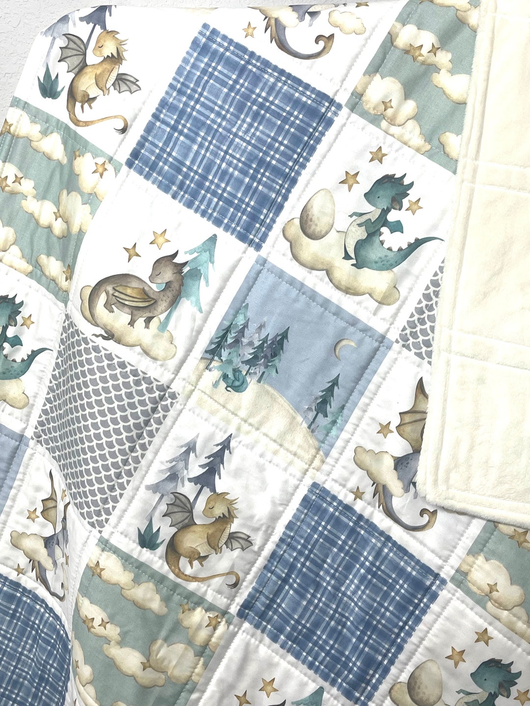 Baby Boy Quilt, Dragons Theme Nursery,handmade Baby Blanket, Baby ...