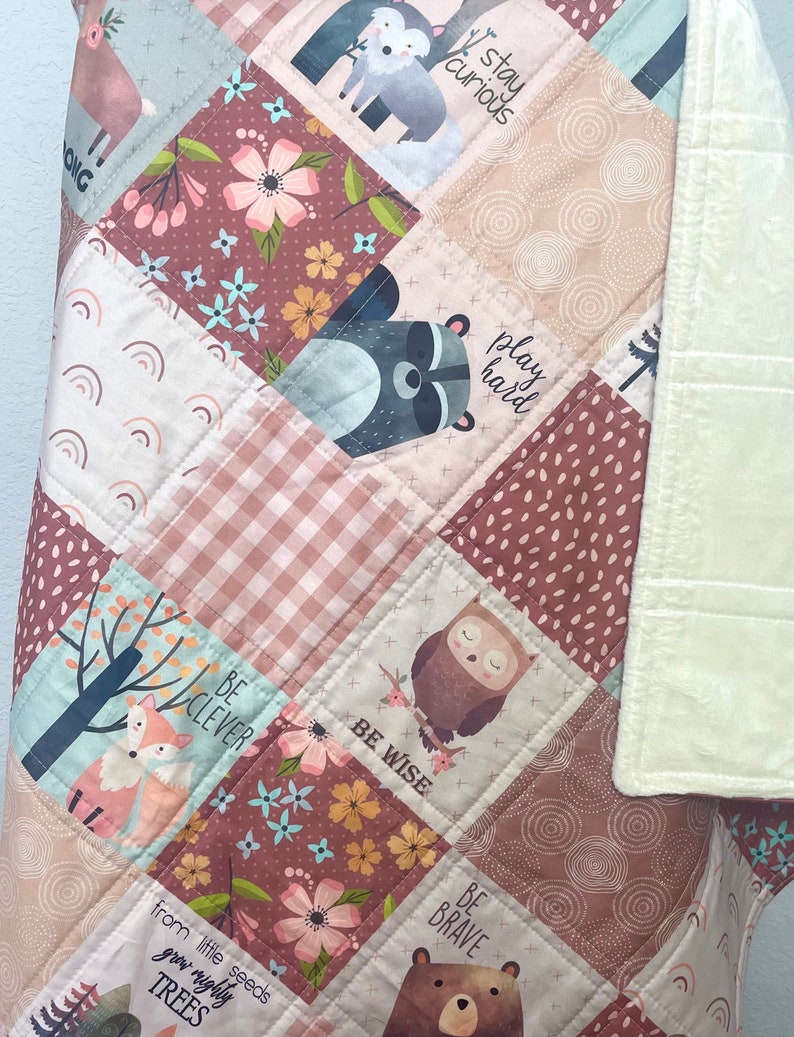 Baby Girl Quilt, Woodland Quilt, Woodland Nursery, Handmade Baby ...
