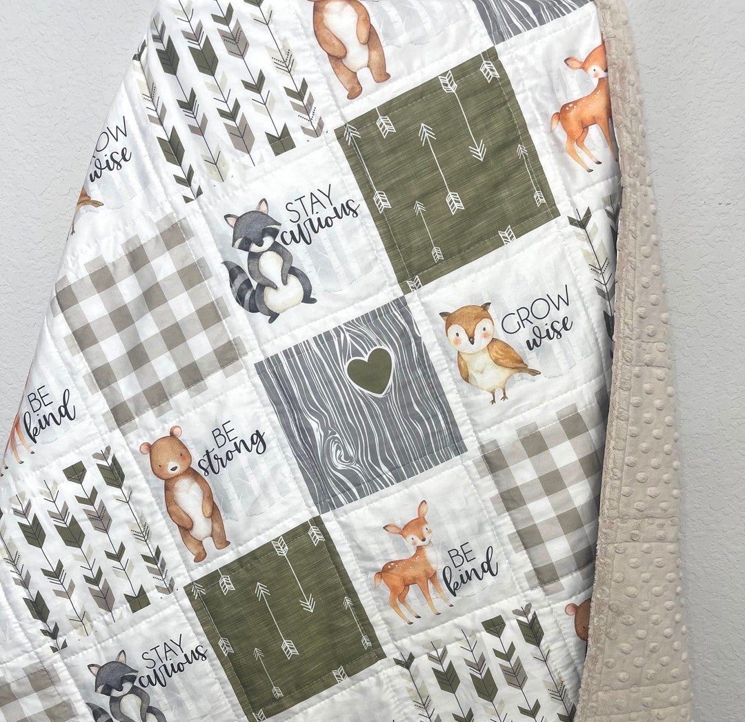 Baby Boy Quilt, Woodland Quilt, Woodland Nursery,handmade Baby Blanket ...