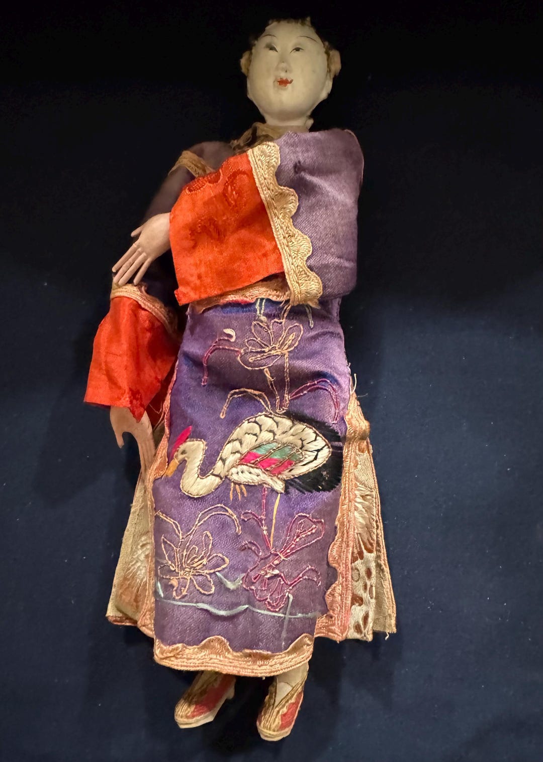 Vintage Pre-war Shanghai Chinese Silk Embroidered Doll • 9.5” Republic ...