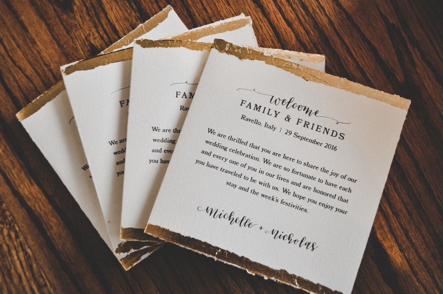 Calligraphy & Gold Foil Welcome Cards - Etsy
